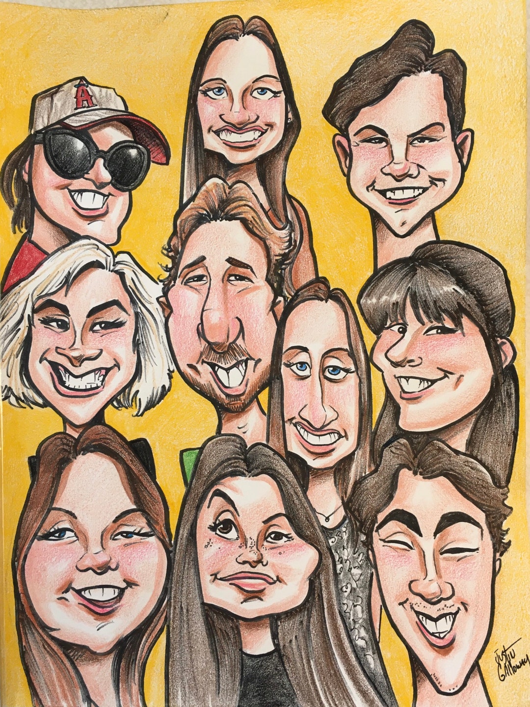 10 Faces Color Caricature Portrait - Etsy