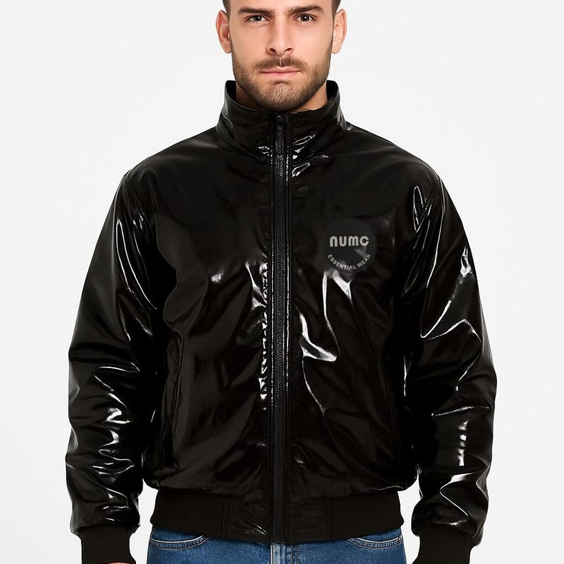 Black Shiny Jacket Mens - Etsy