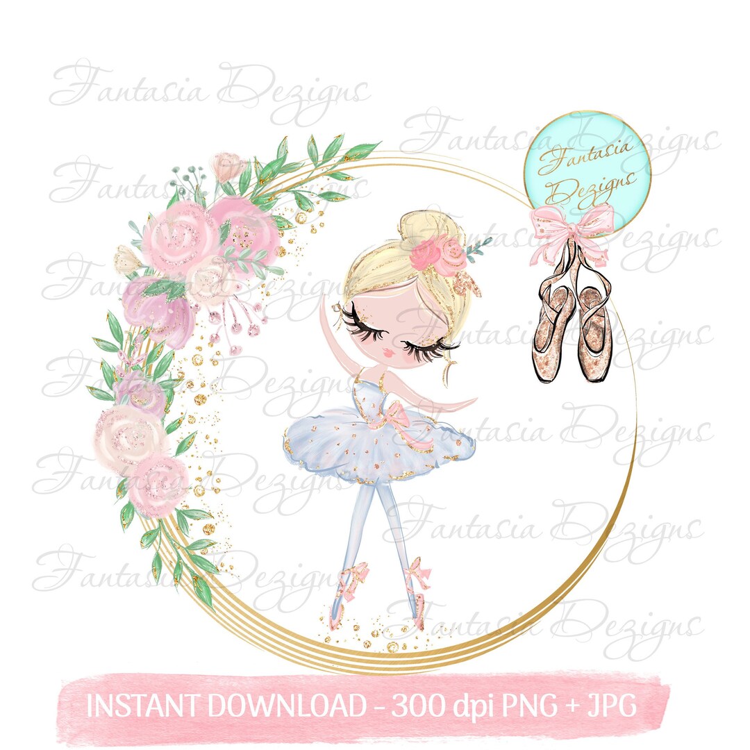 Ballerina Dance Ballet Clipart White Dress Blonde Hair - Etsy
