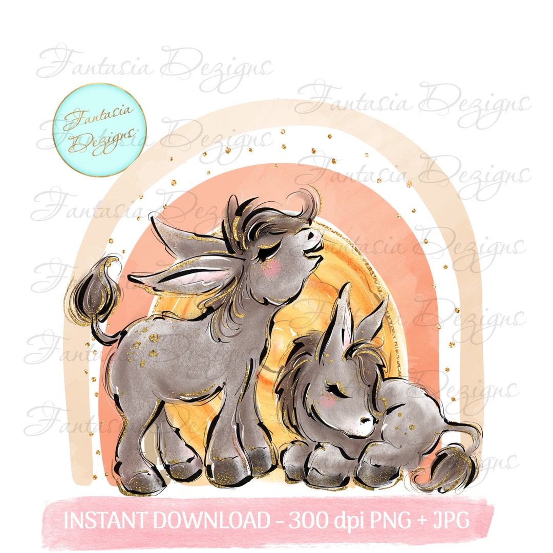 Donkeys Boho Rainbow Rainbow Donkey Card Making Nursery - Etsy