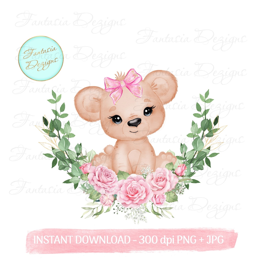 Baby Teddy Bear Girl Teddy Bear Clipart Card Making - Etsy