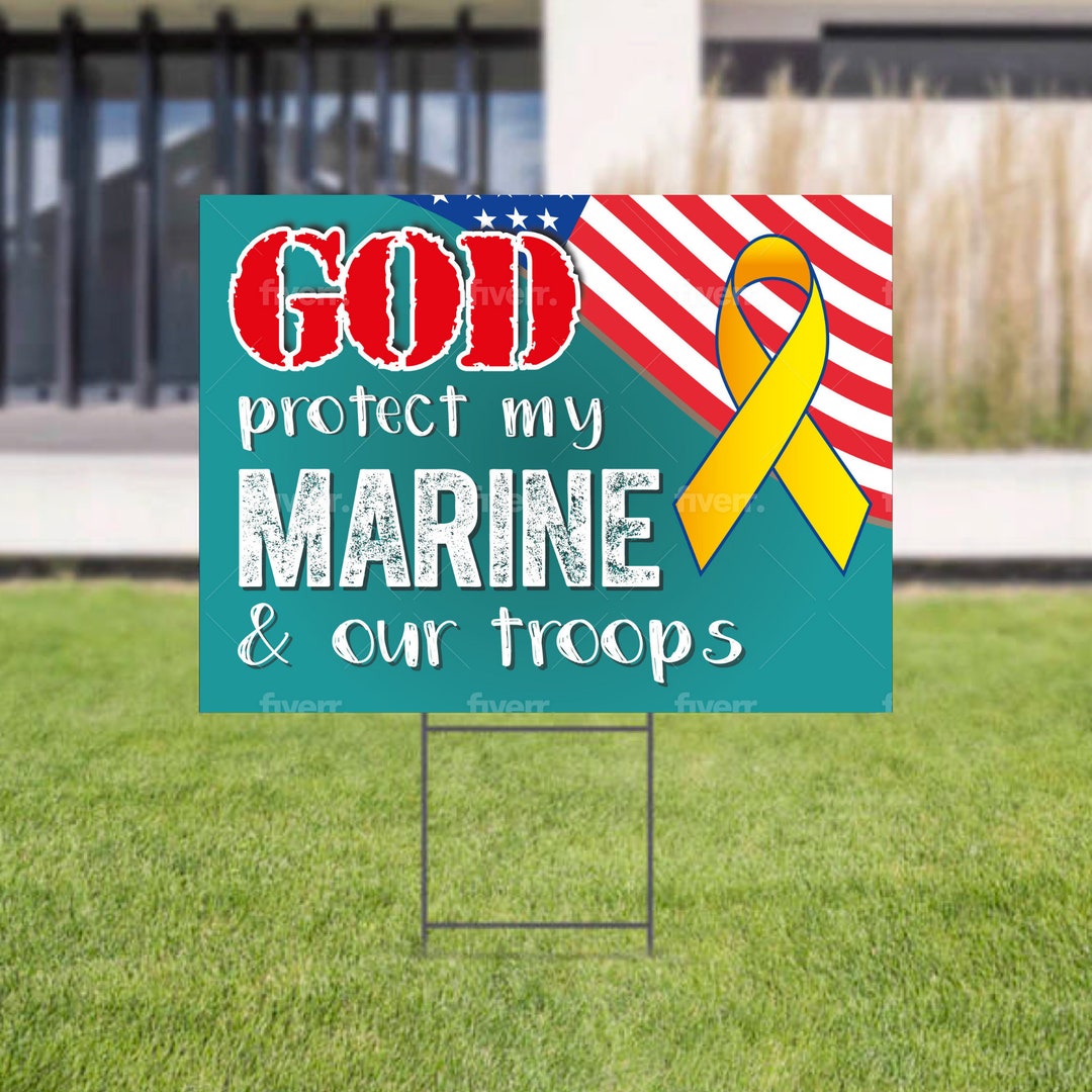 Proud Marine Family Yard Sign: US Military Garden Decoration (24" X 18 ...