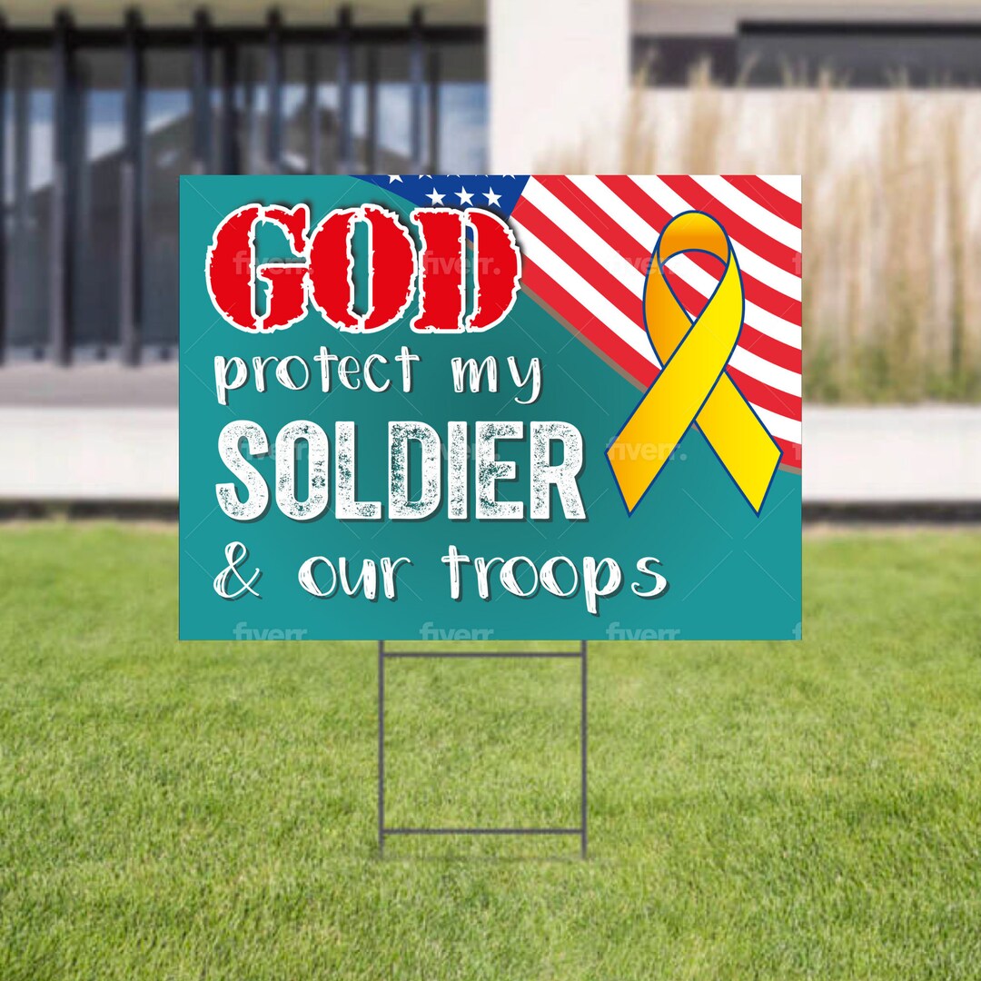 Proud Soldier Family Yard Sign: US Military Garden Decoration (24" X 18 ...