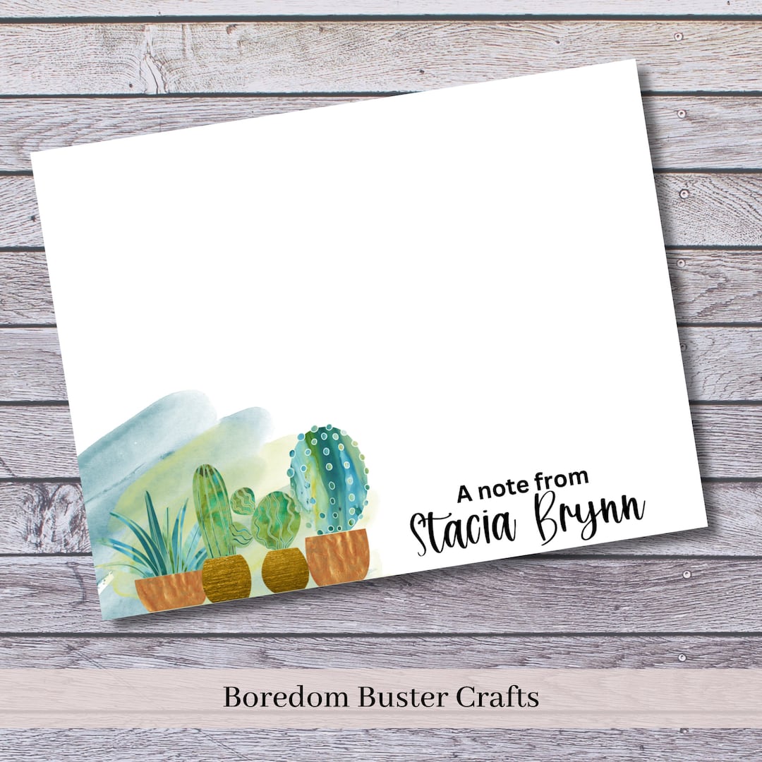 Personalized Cactus Note Cards: Succulent Stationery Set, Set of 15 - Etsy