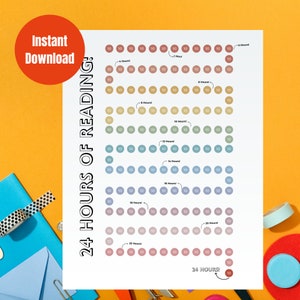 Reading Chart Tracker, Reading Log Printable, 24 Hours of Reading ...