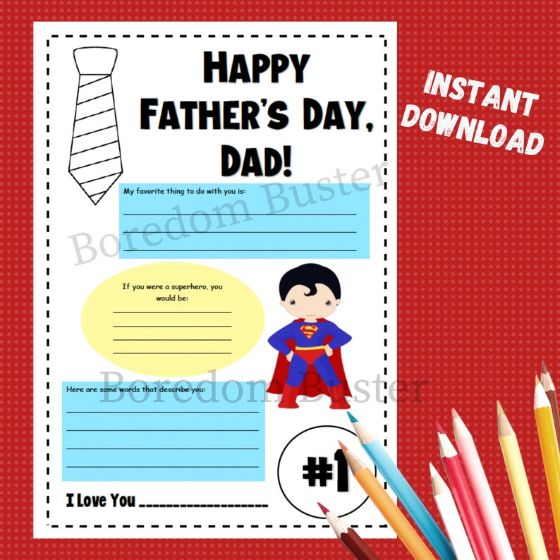 Father's Day Printable My Dad is a Superhero Happy - Etsy
