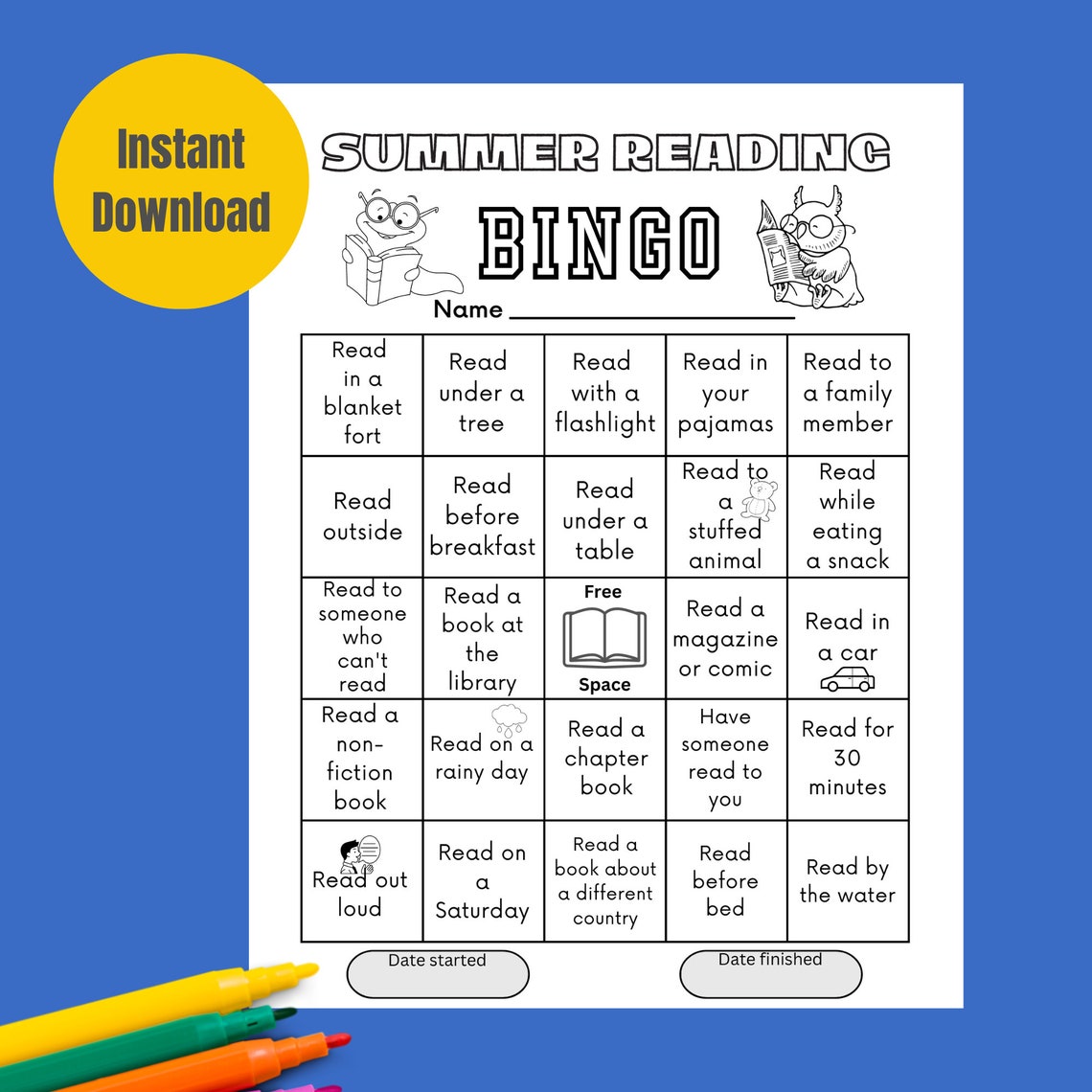 Summer Reading BINGO Challenge for Kids (printable PDF) - Etsy