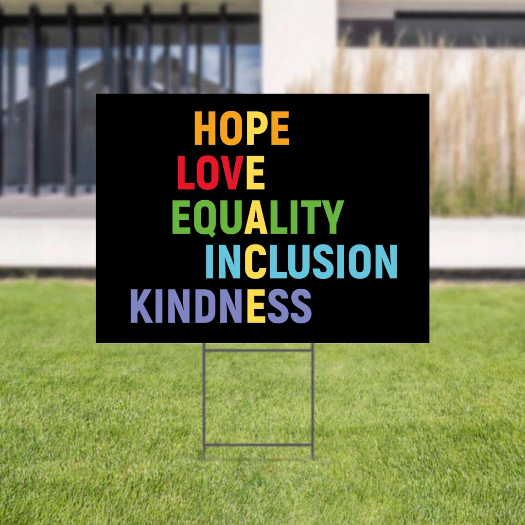 Peace Hope Love Yard Sign | Kindness Community Yard Card | Yard Art ...
