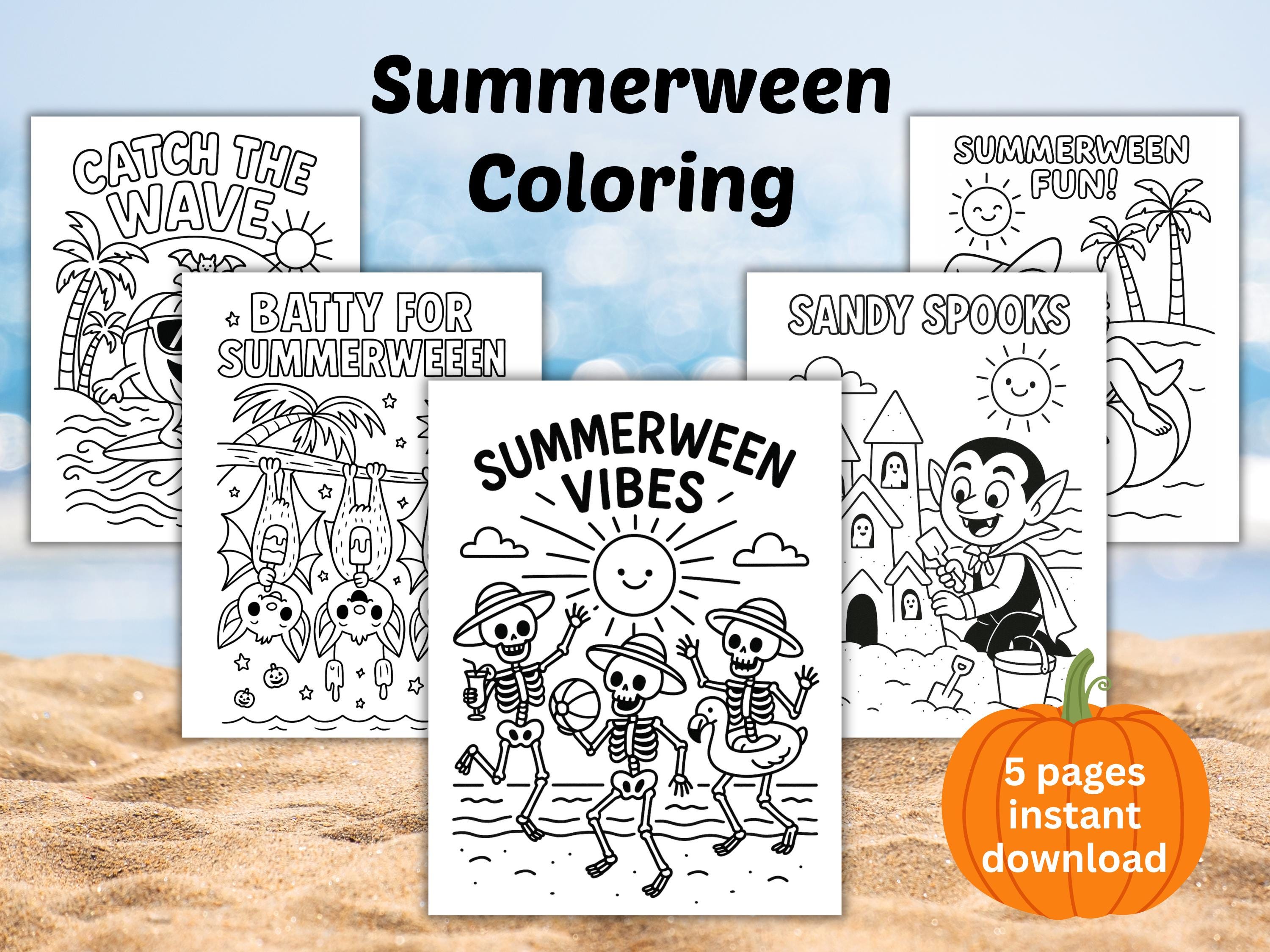 Summerween Coloring Pages: Spooky Halloween Summer Activity (PDF ...