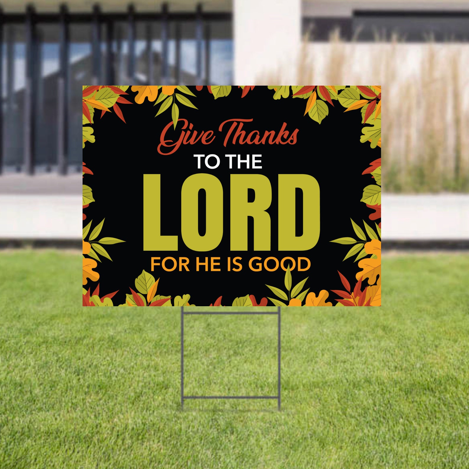 Give Thanks to the Lord Yard Sign christian Autumn Sign | Etsy