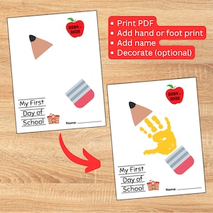 First Day of School Handprint Craft, Back to School Printable, Memory ...