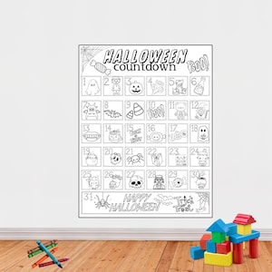 Halloween Countdown Coloring, Printable Halloween Advent Calendar for ...
