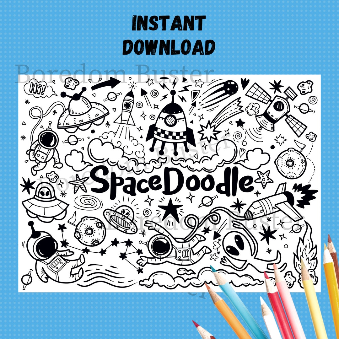 Space Doodles Printable Coloring Page | Astronauts | Planets and ...