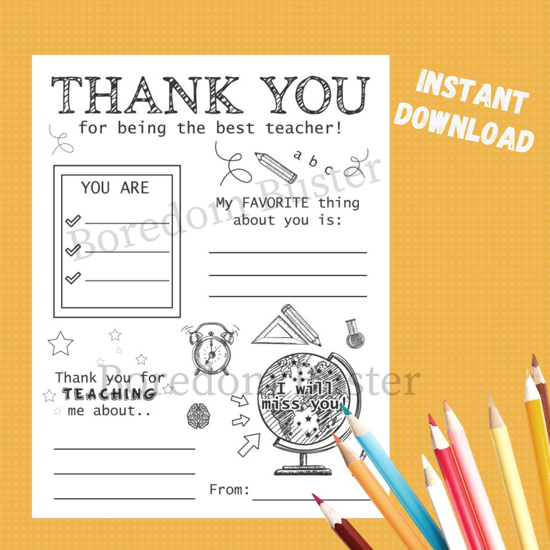 Teacher Appreciation Letter Thank You Teacher Coloring Page Thank You ...