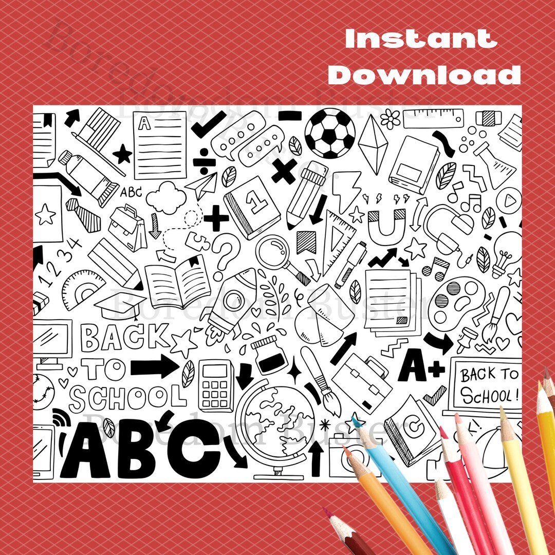 Back to School Coloring Page, Instant Download, Printable Classroom ...
