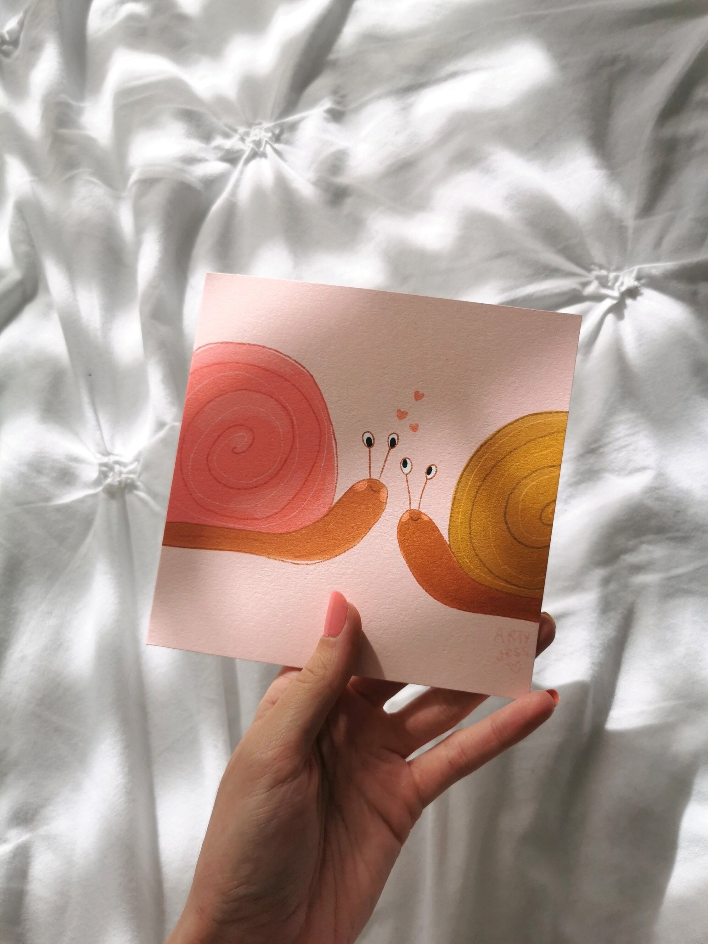 Smiley Snails Illustrated Card Digital Art Anniversary | Etsy