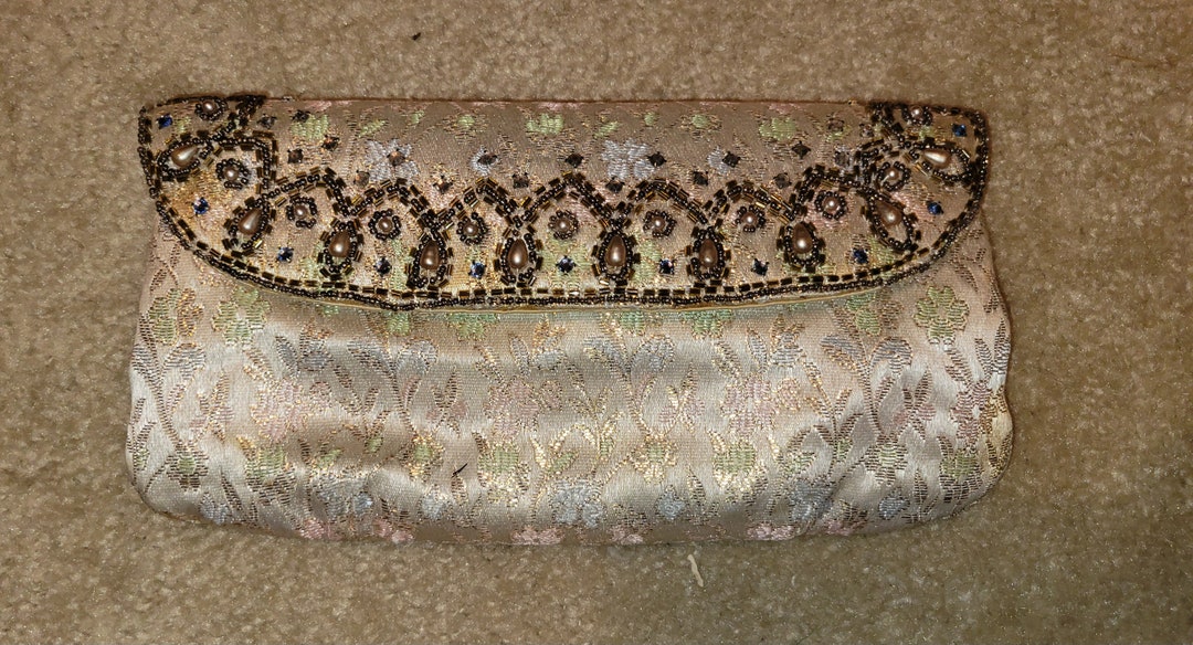 Vintage Jewel and Flowered Clutch Purse - Etsy