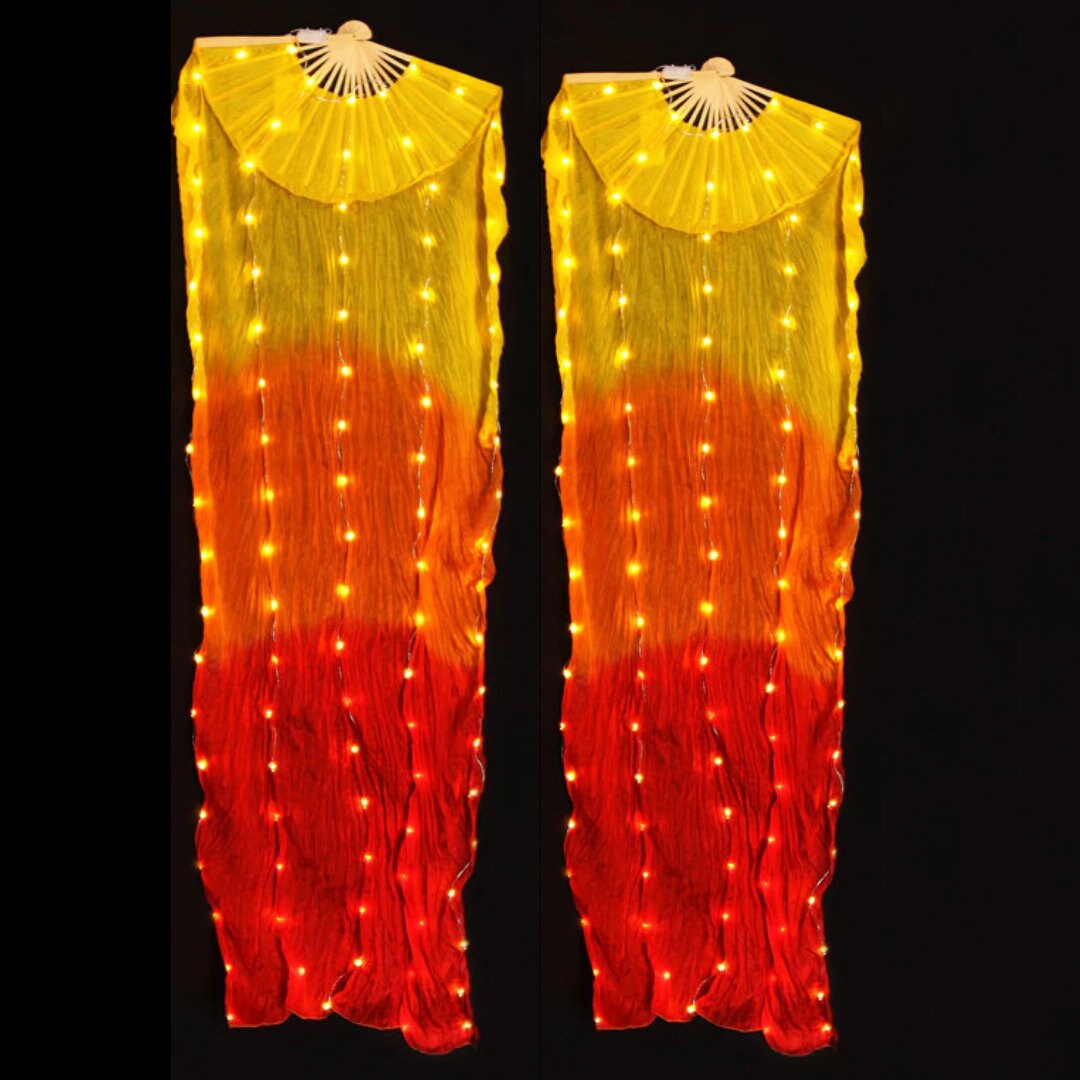 Led Fan Silk Fan Dance Long Fans 100% Silk Women Dance | Etsy