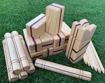 Deluxe Kubb Set Hardwood Viking Chess Luxury Lawn Game Engraved - Etsy