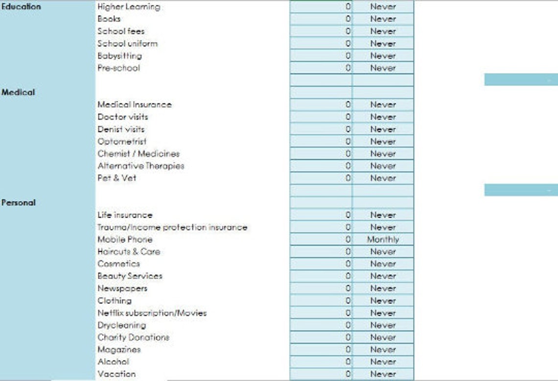 Annual Budget Template Zero-based Budget Excel Download - Etsy New Zealand