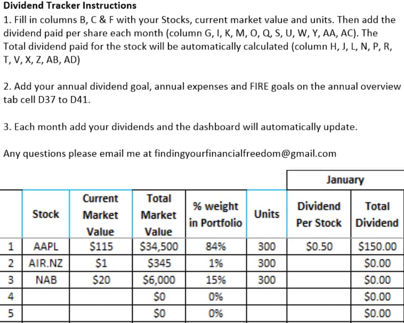 Dividend Tracker / Track Your Dividends in Microsoft Excel / Dividend ...
