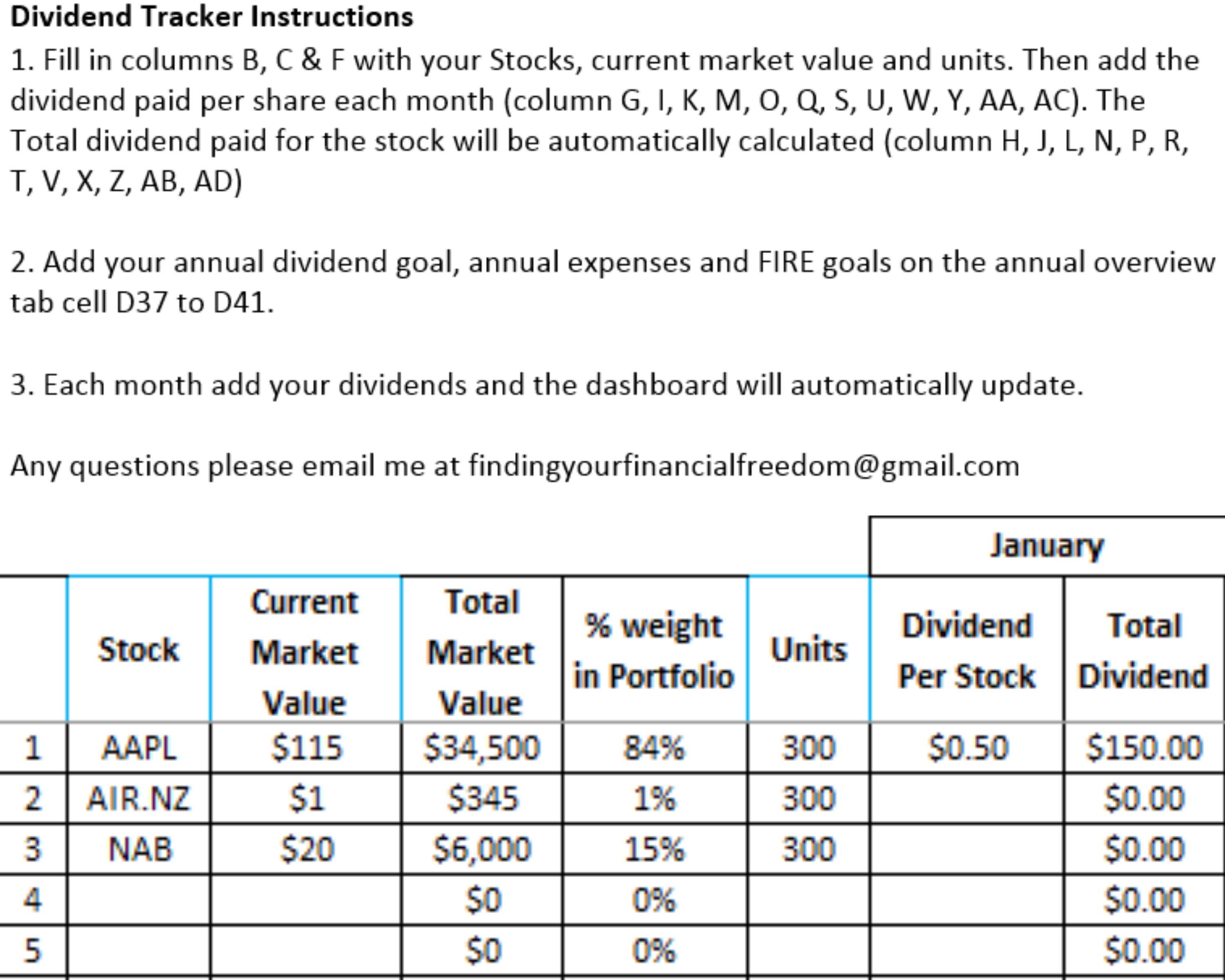 Dividend Tracker / Track Your Dividends in Microsoft Excel / Dividend ...
