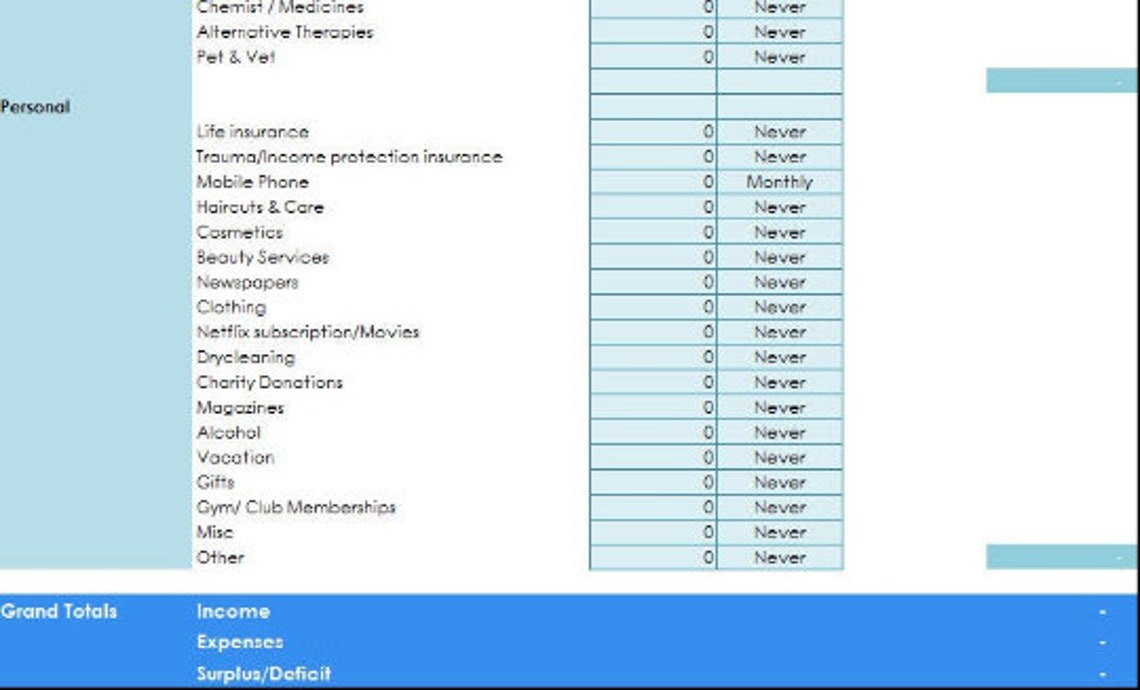 Annual Budget Template Zero-based Budget Excel Download - Etsy New Zealand