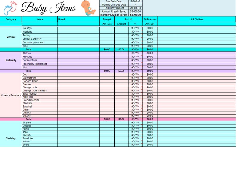 Pregnancy Baby Budget Before & After Baby Budget Diaper - Etsy