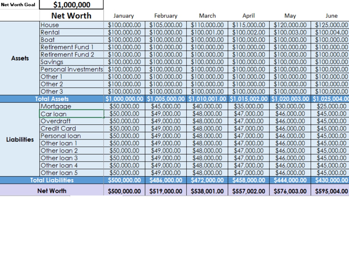 Net Worth Tracker Template Google Sheets / Track My Net Worth - Etsy