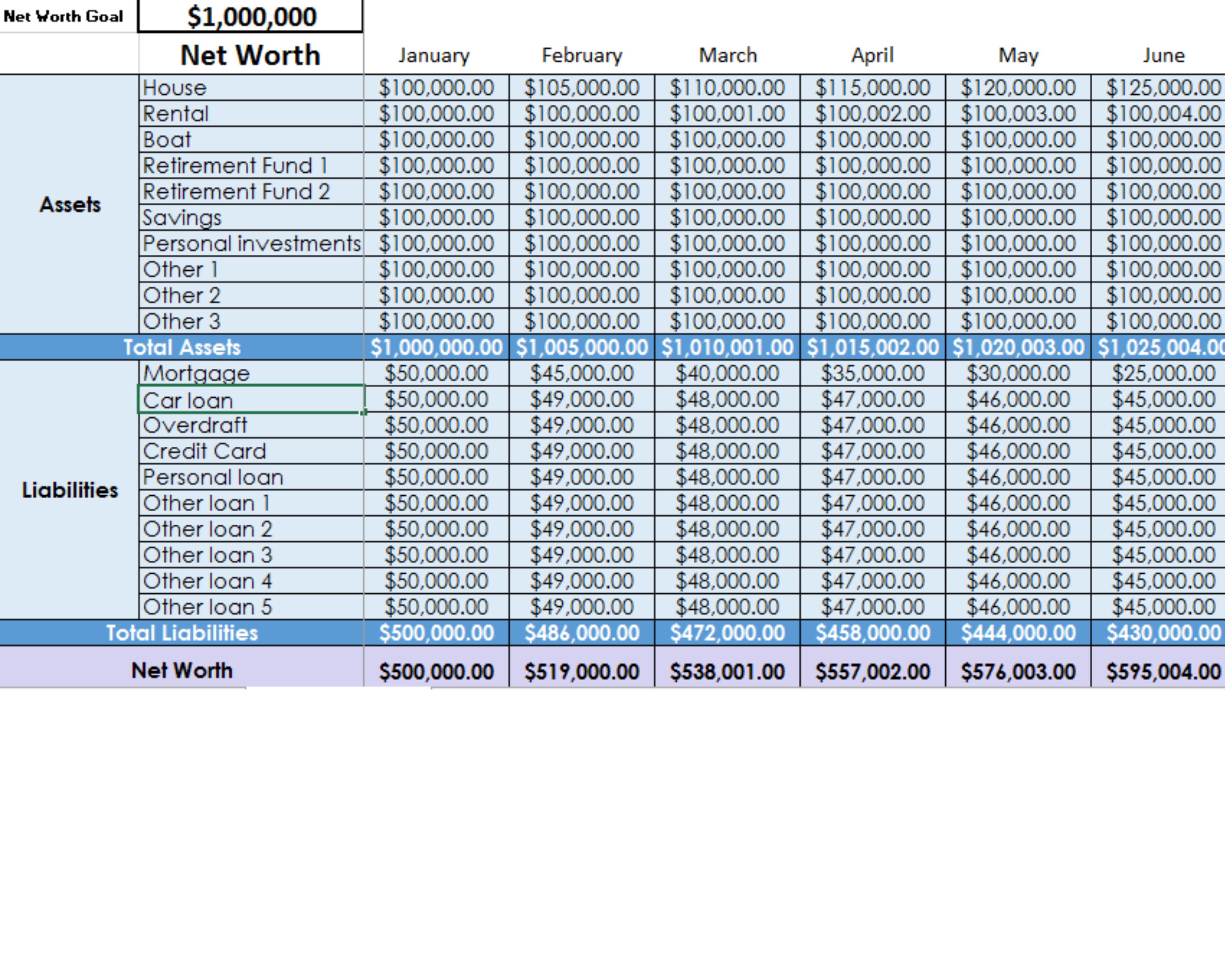 Net Worth Tracker Template Excel / Track My Net Worth / Net Worth ...