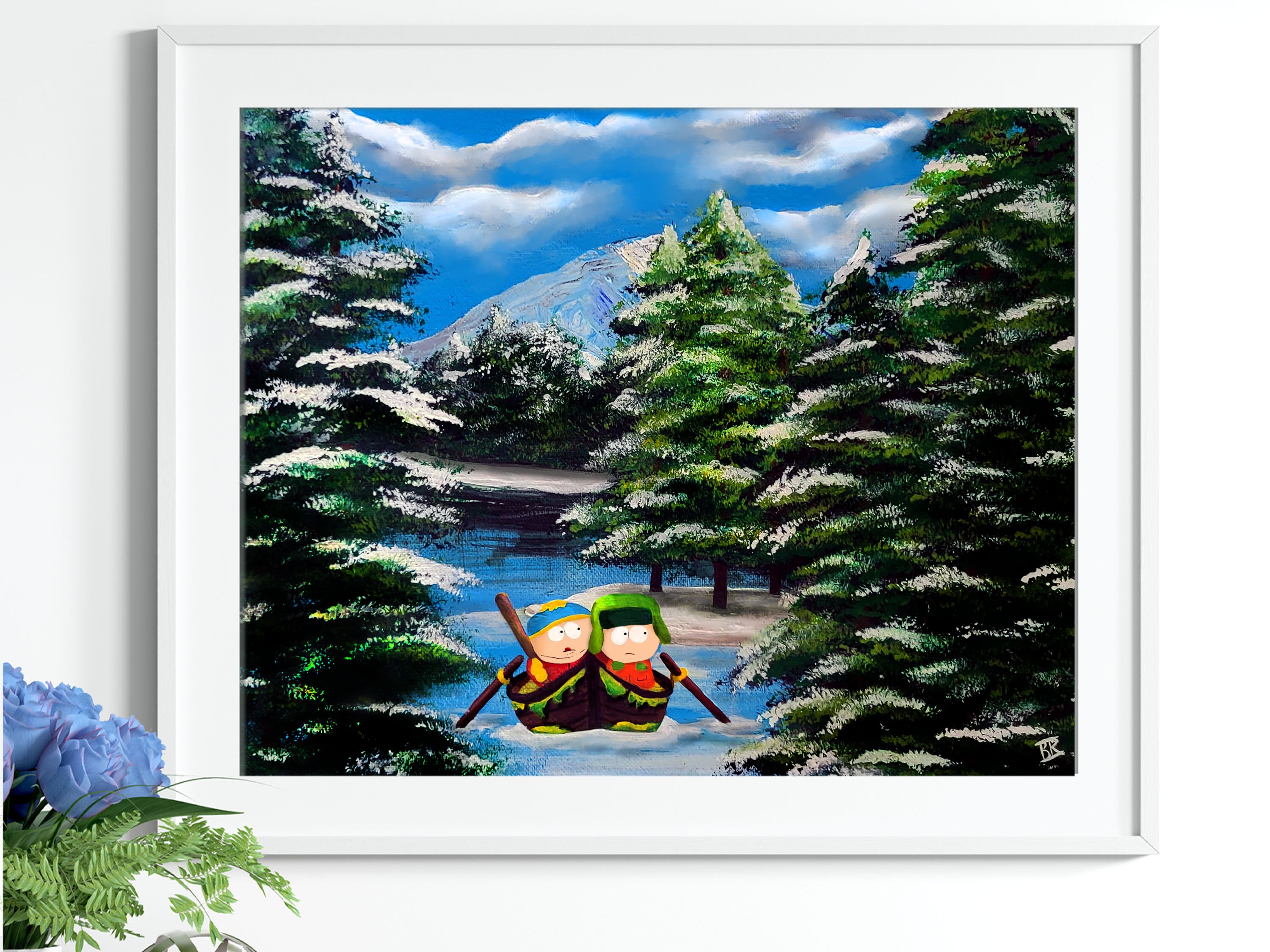 South Park Cartman and Kyle Landscape Boating Acrylic Painting - Etsy