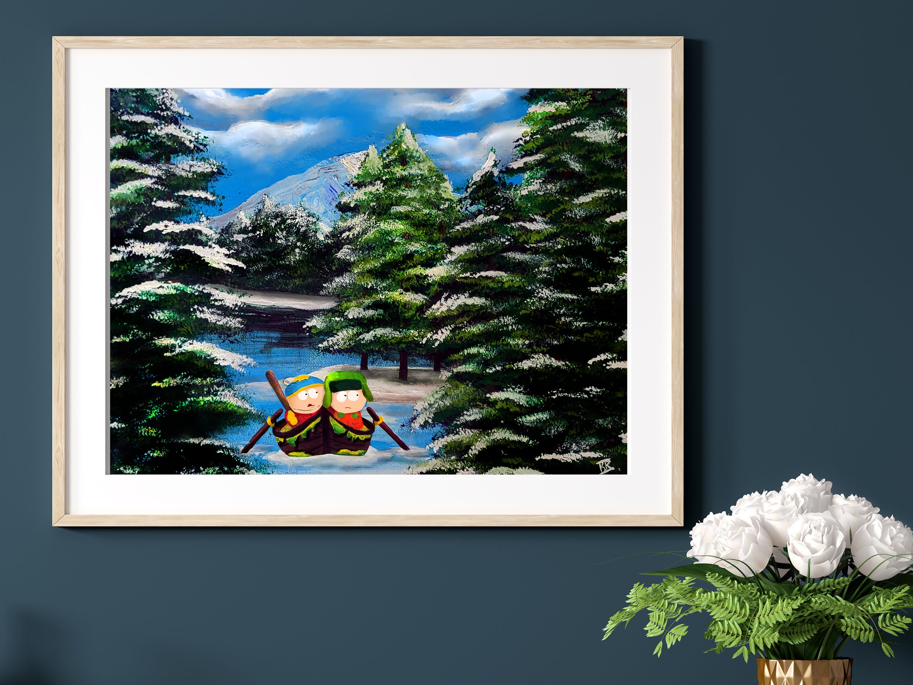 South Park Cartman and Kyle Landscape Boating Acrylic Painting - Etsy