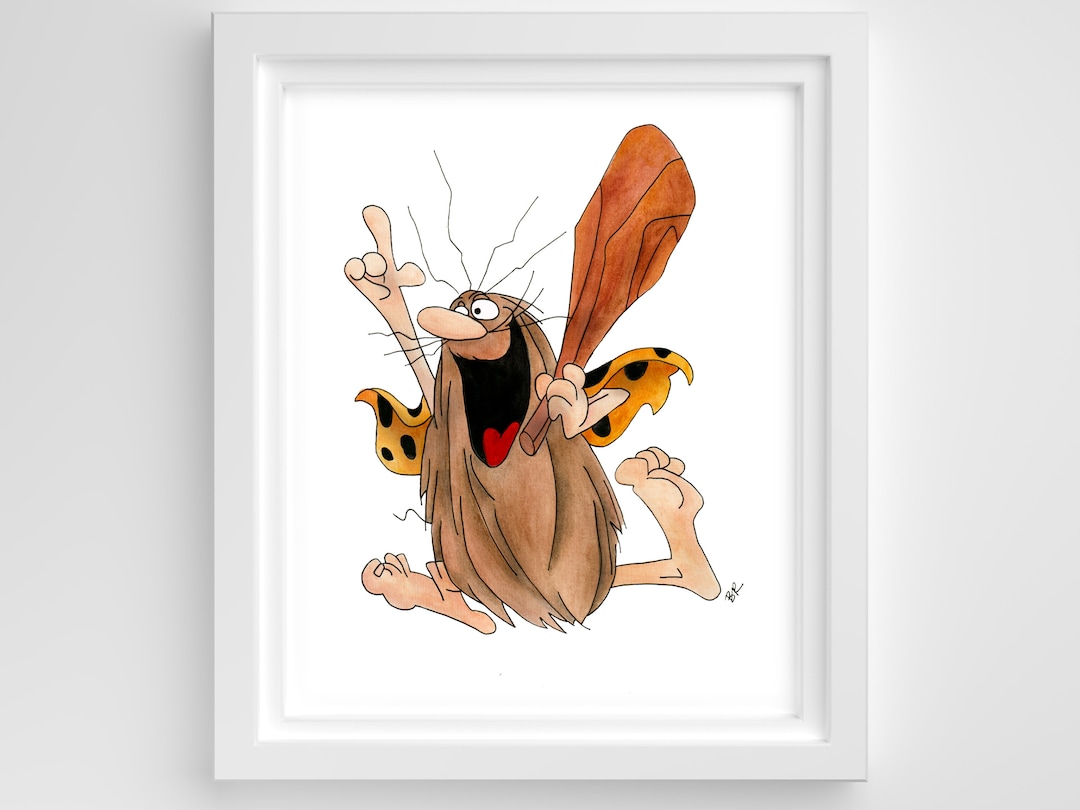 Captain Caveman Watercolor Art Print UNFRAMED FREE SHIPPING - Etsy