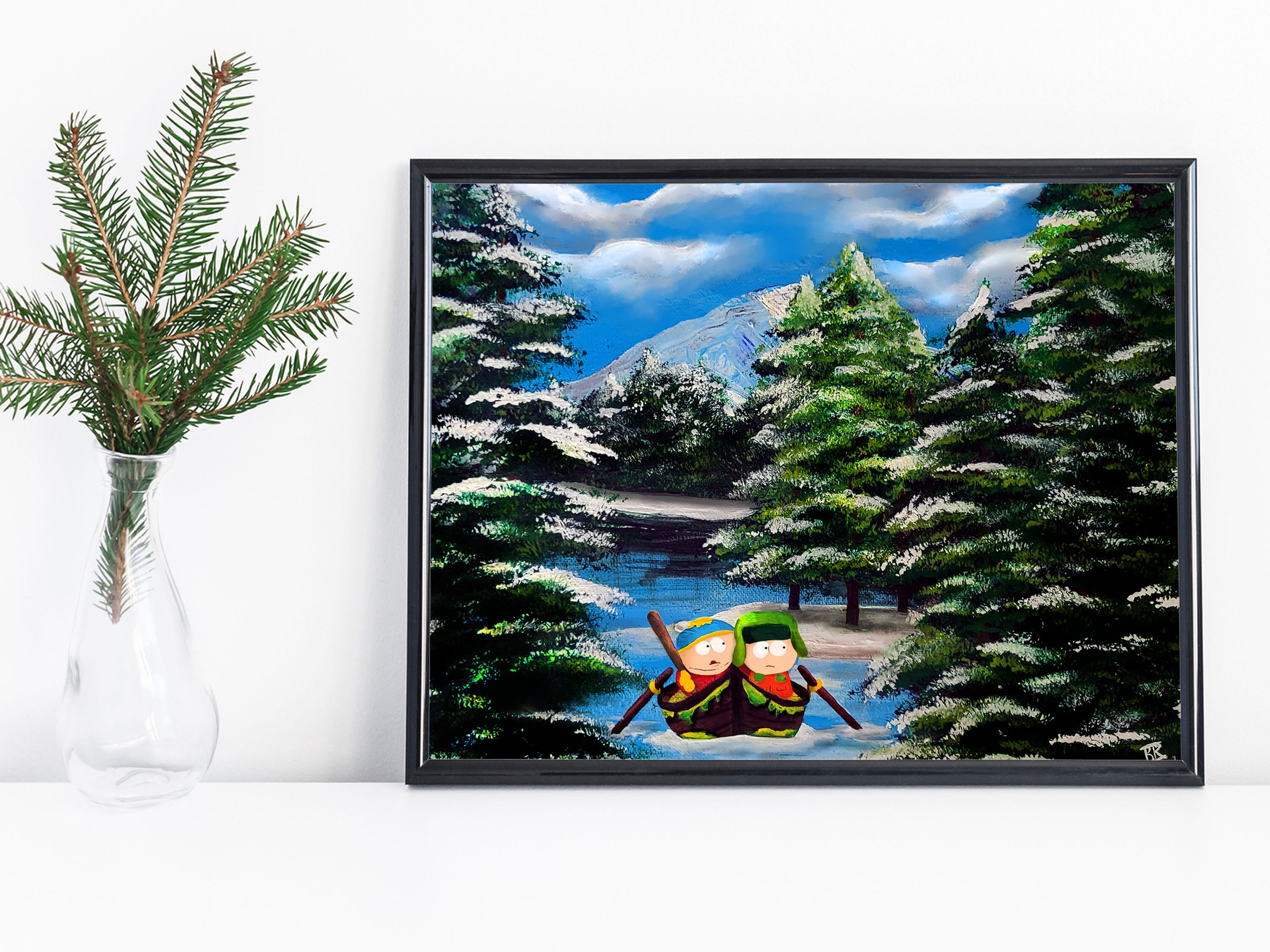 South Park Cartman and Kyle Landscape Boating Acrylic Painting - Etsy