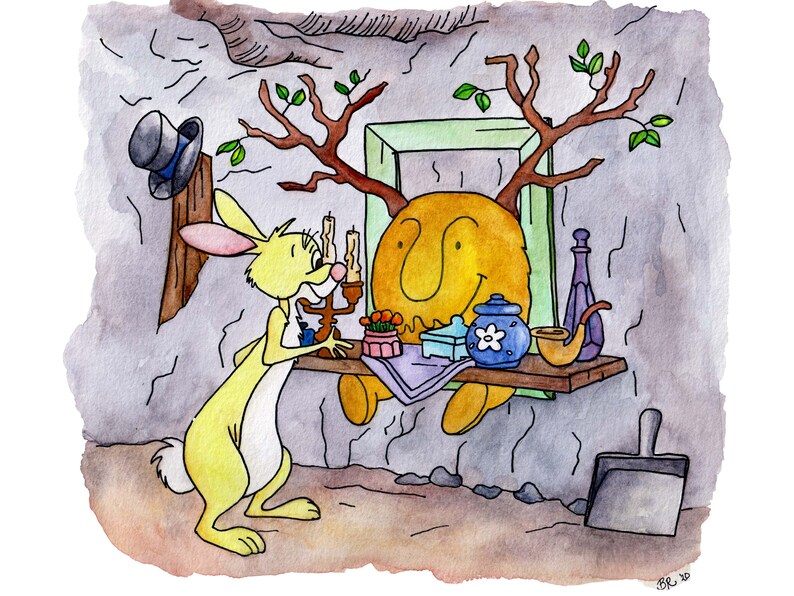 Disneys Winnie the Pooh Stuck at Rabbits House Watercolor - Etsy UK