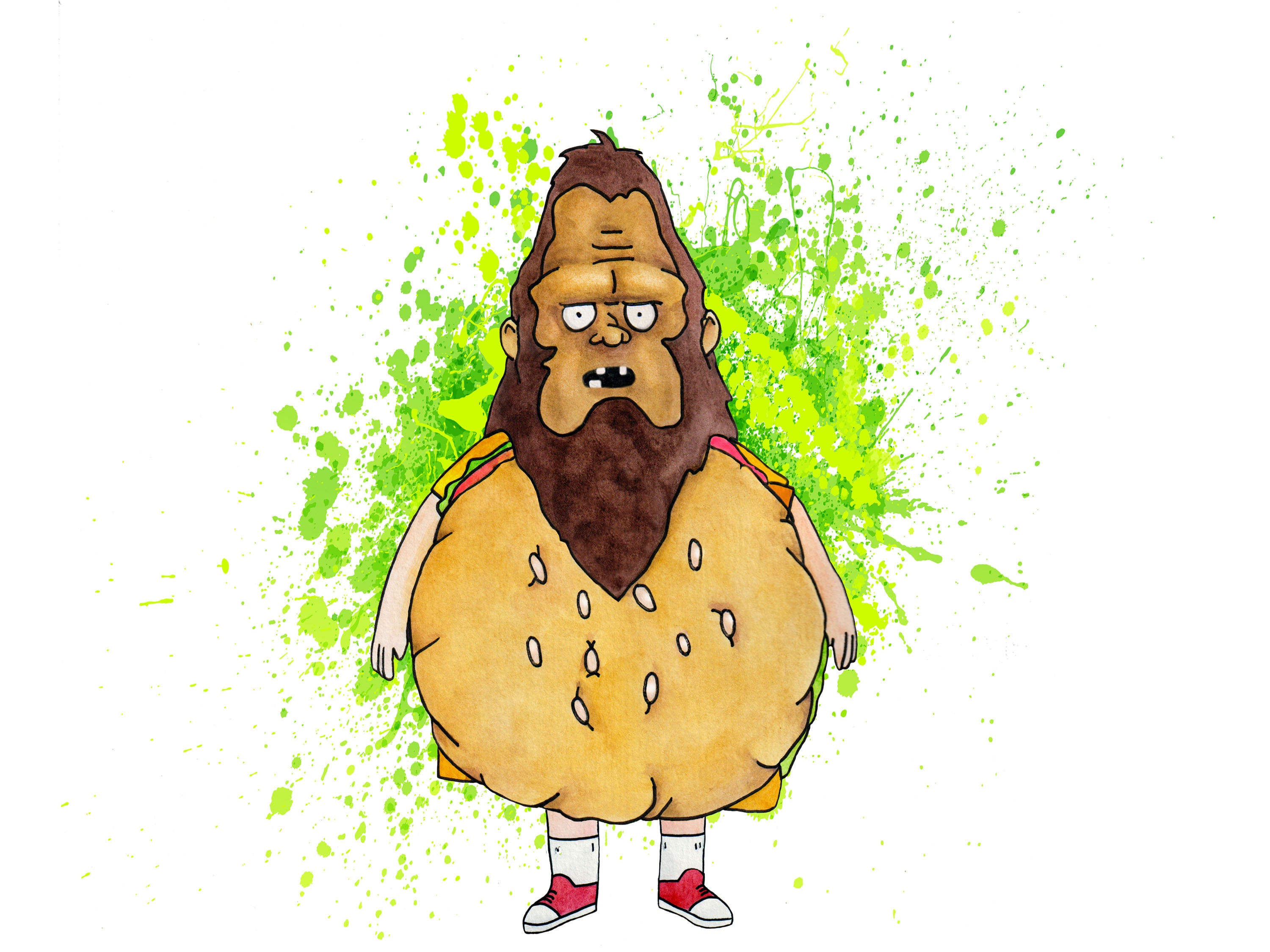 Beefsquatch Gene Belcher Bob's Burgers Watercolor Art | Etsy