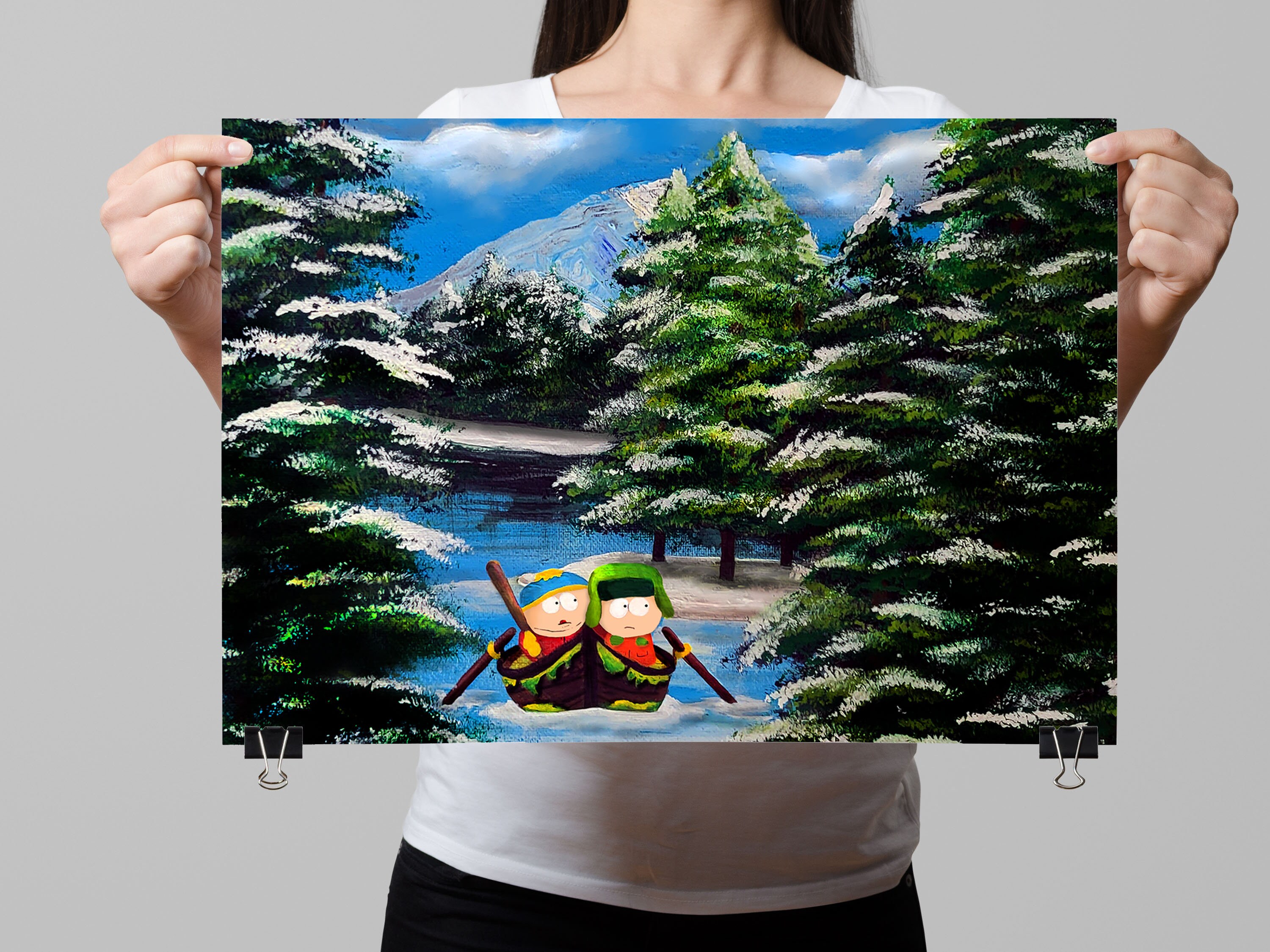 South Park Cartman and Kyle Landscape Boating Acrylic Painting - Etsy