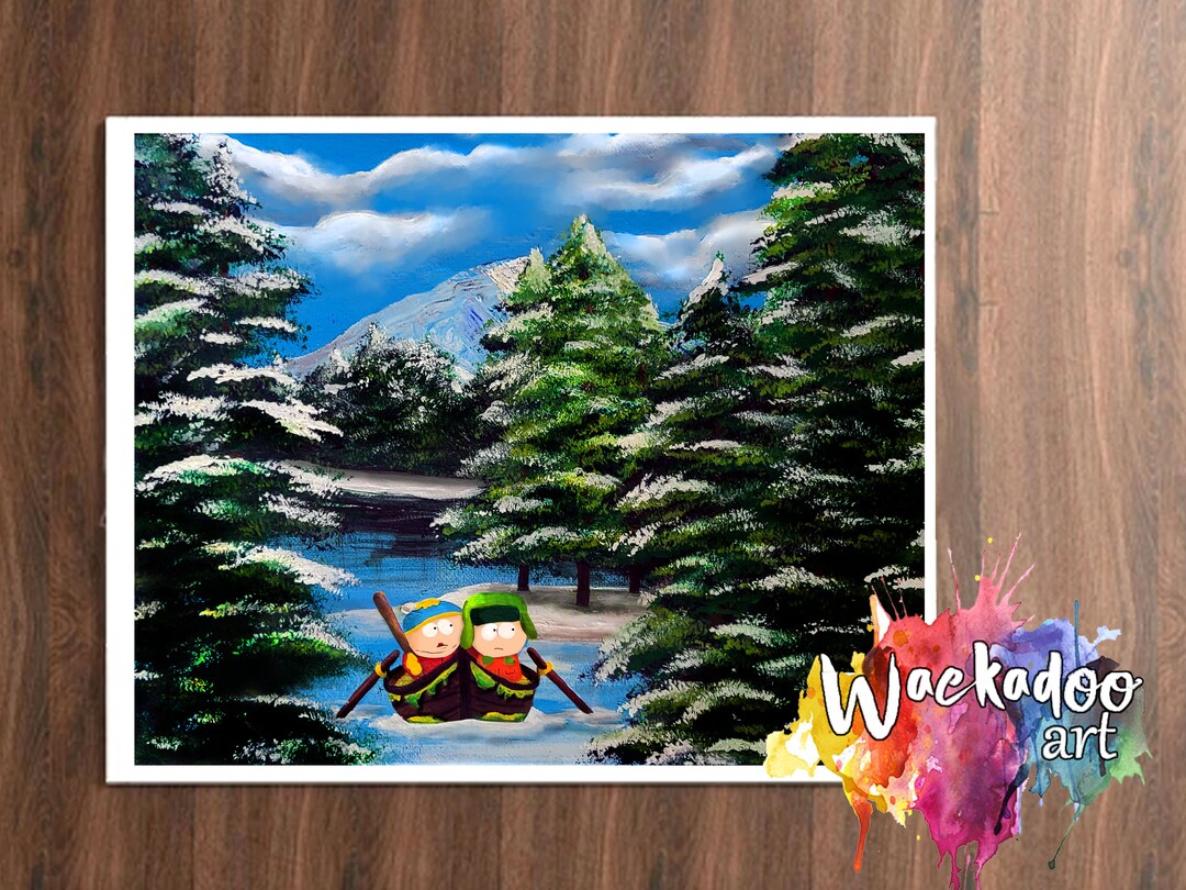 South Park Cartman and Kyle Landscape Boating Acrylic Painting - Etsy