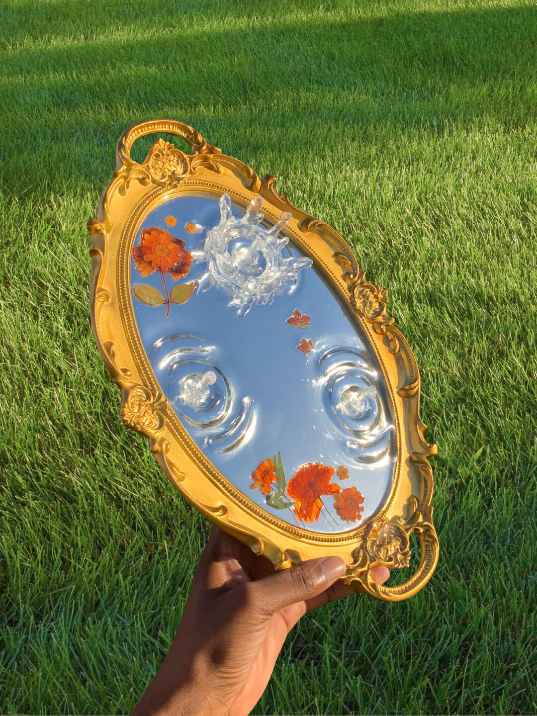 Overflowing Grace | Orange Pressed Flower Mirror & Treasure Tray (3 of ...