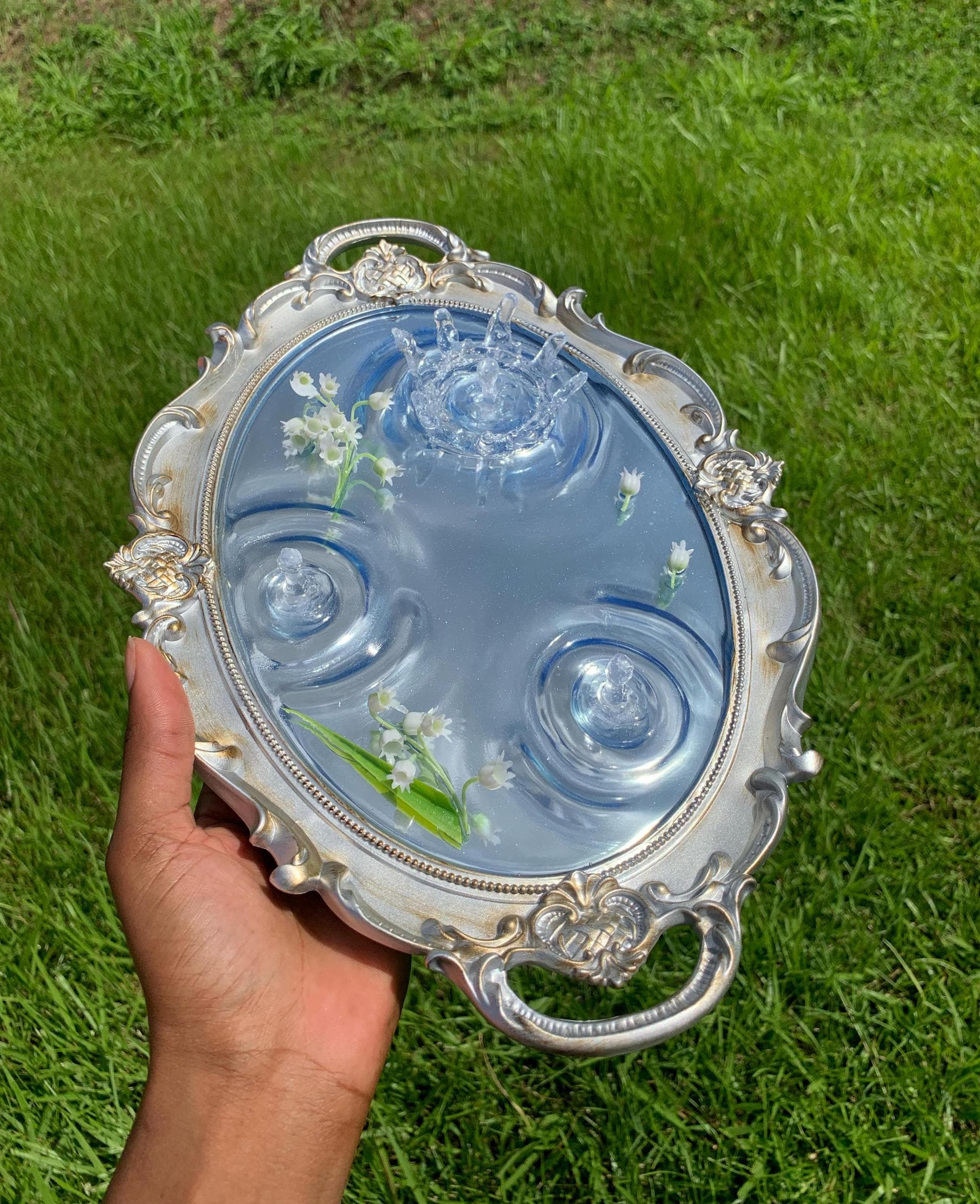 Overflowing Grace | Lily of the Valley Round Resin Mirror & Treasure ...