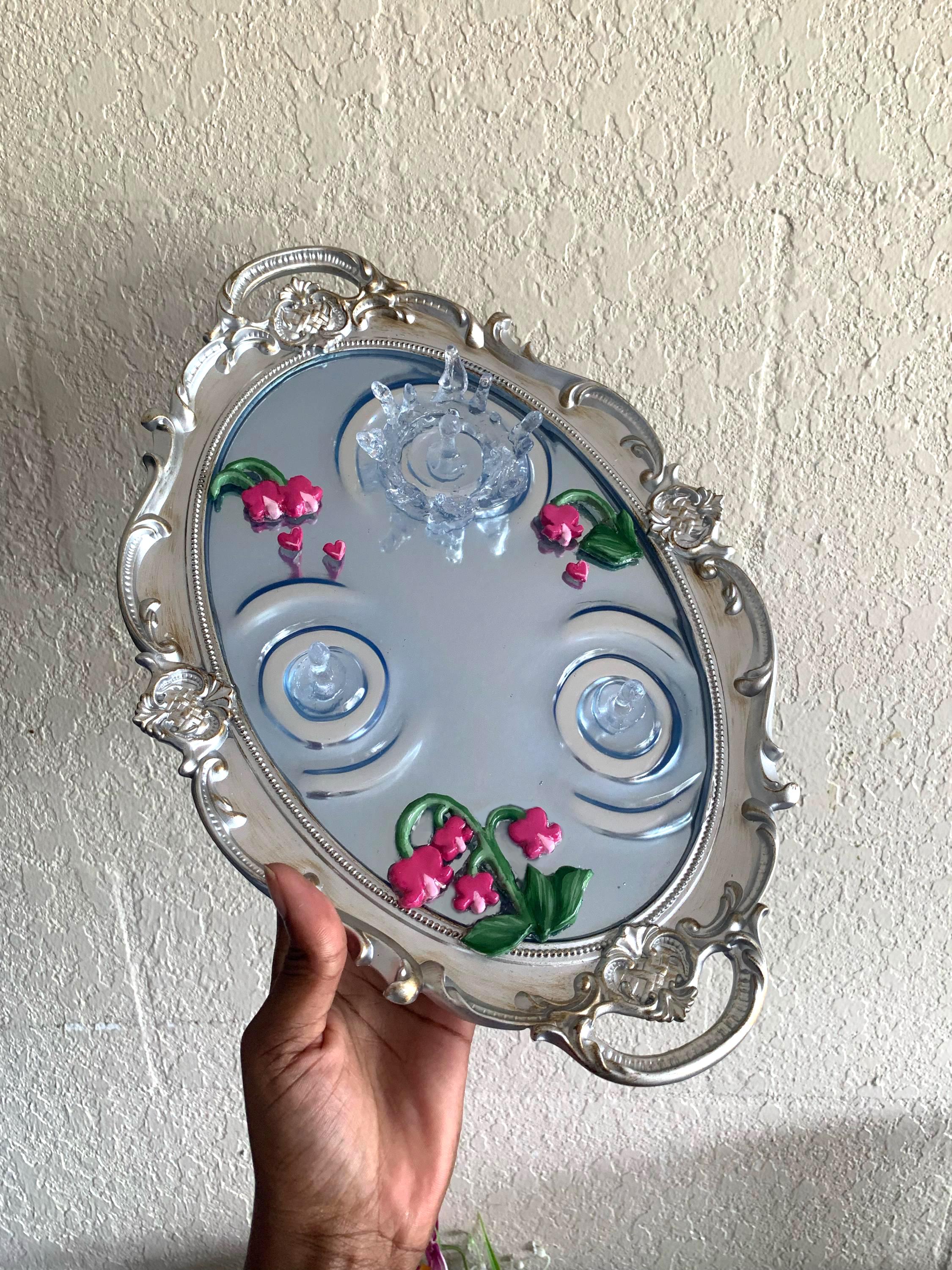 Overflowing Grace | Bleeding Hearts Gold/silver Round Resin Mirror ...