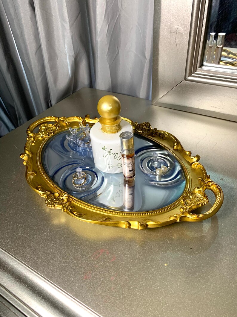 Overflowing Grace | Silver/gold Round Resin Mirror & Treasure Tray - Etsy