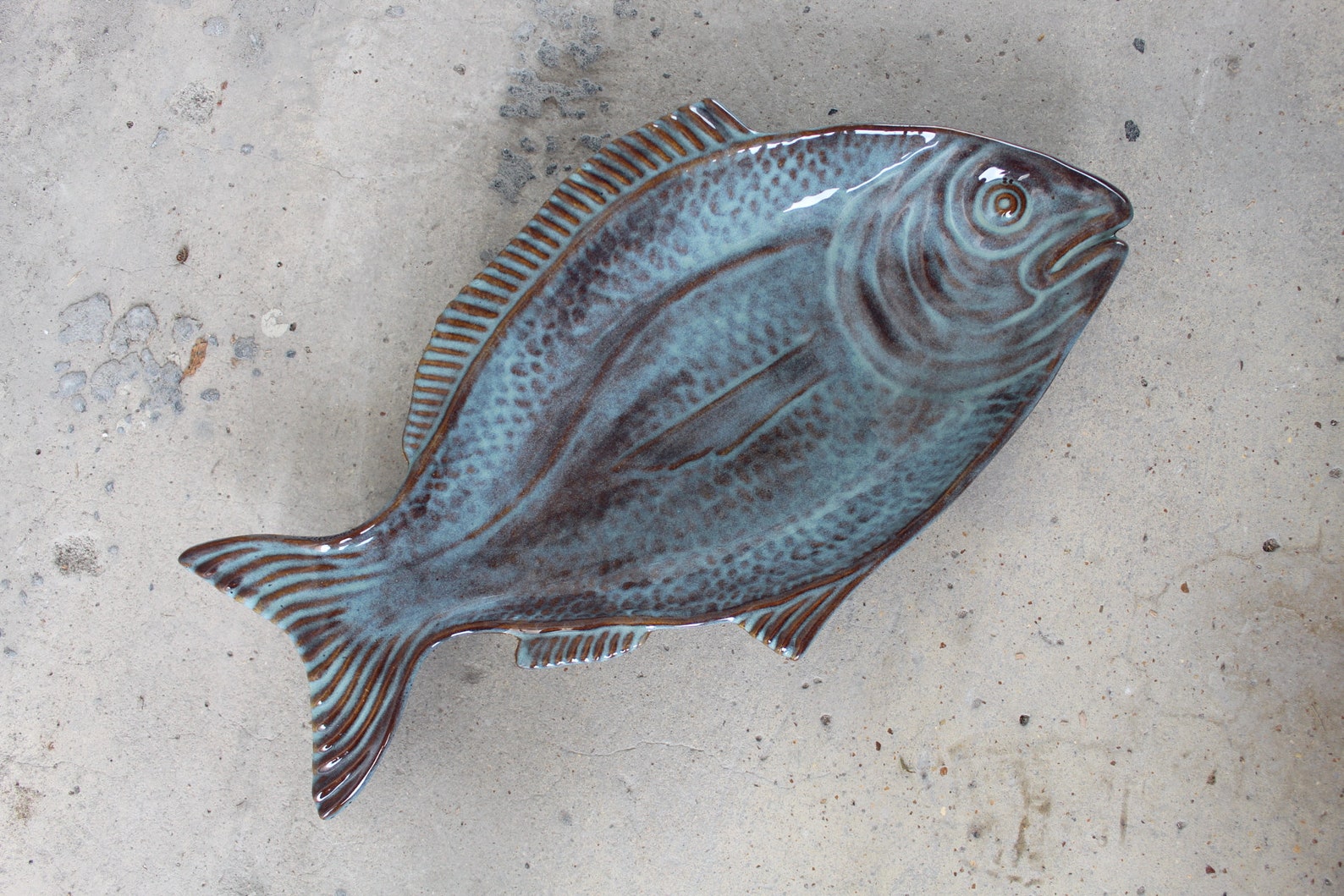 Stoneware Fish Serving Platter - Etsy