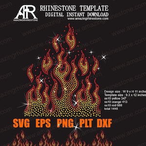Fire Blaze Rhinestone Template Seamless Digital Instant - Etsy