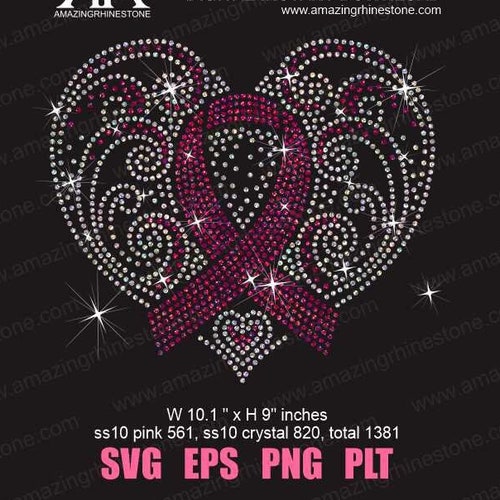 Download Digital Rhinestone Template Sunflower Pink Ribbon - Etsy