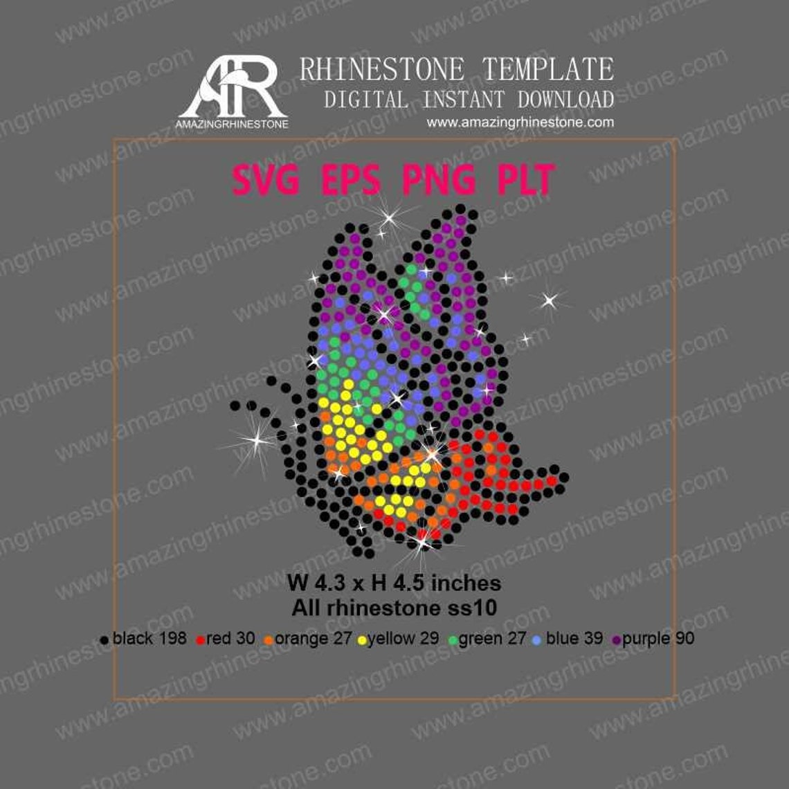 Instant Download File Rhinestone Template Svg Rainbow - Etsy