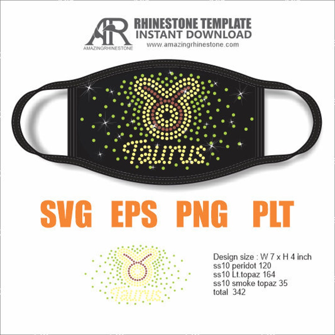 Zodiac Taurus Sign Rhinestone Template, Svg, Eps, Plt, Cricut, for ...