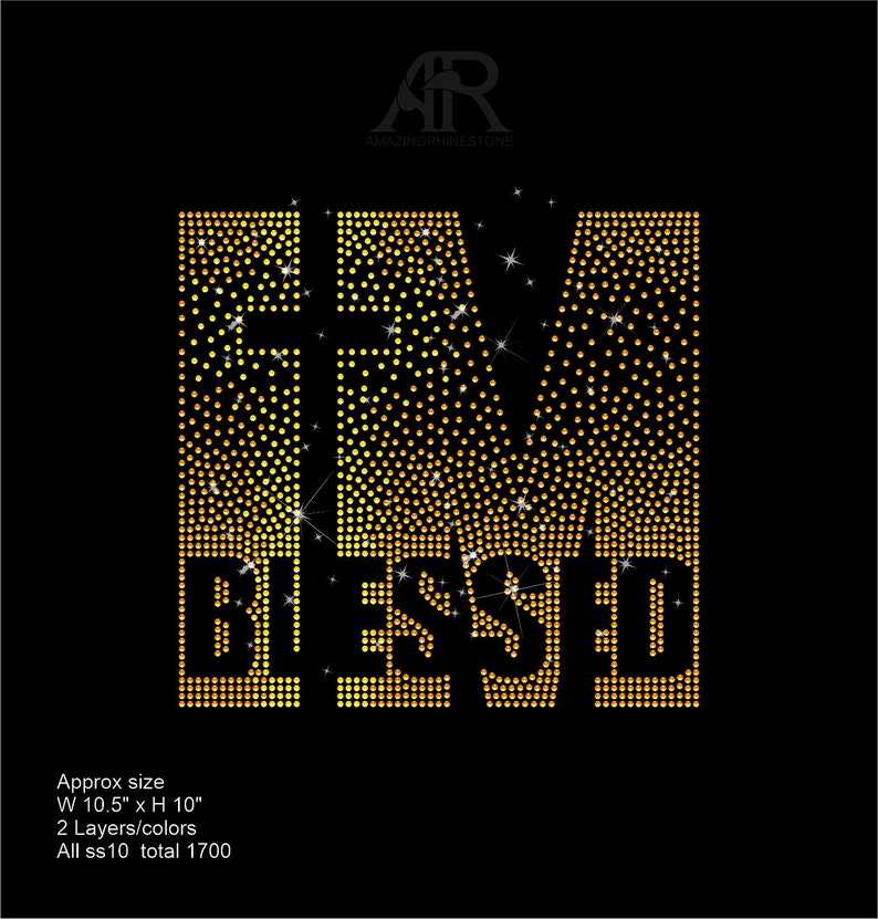 I M BLESSED Rhinestone Template Digital Instant Download, Cut File Svg ...