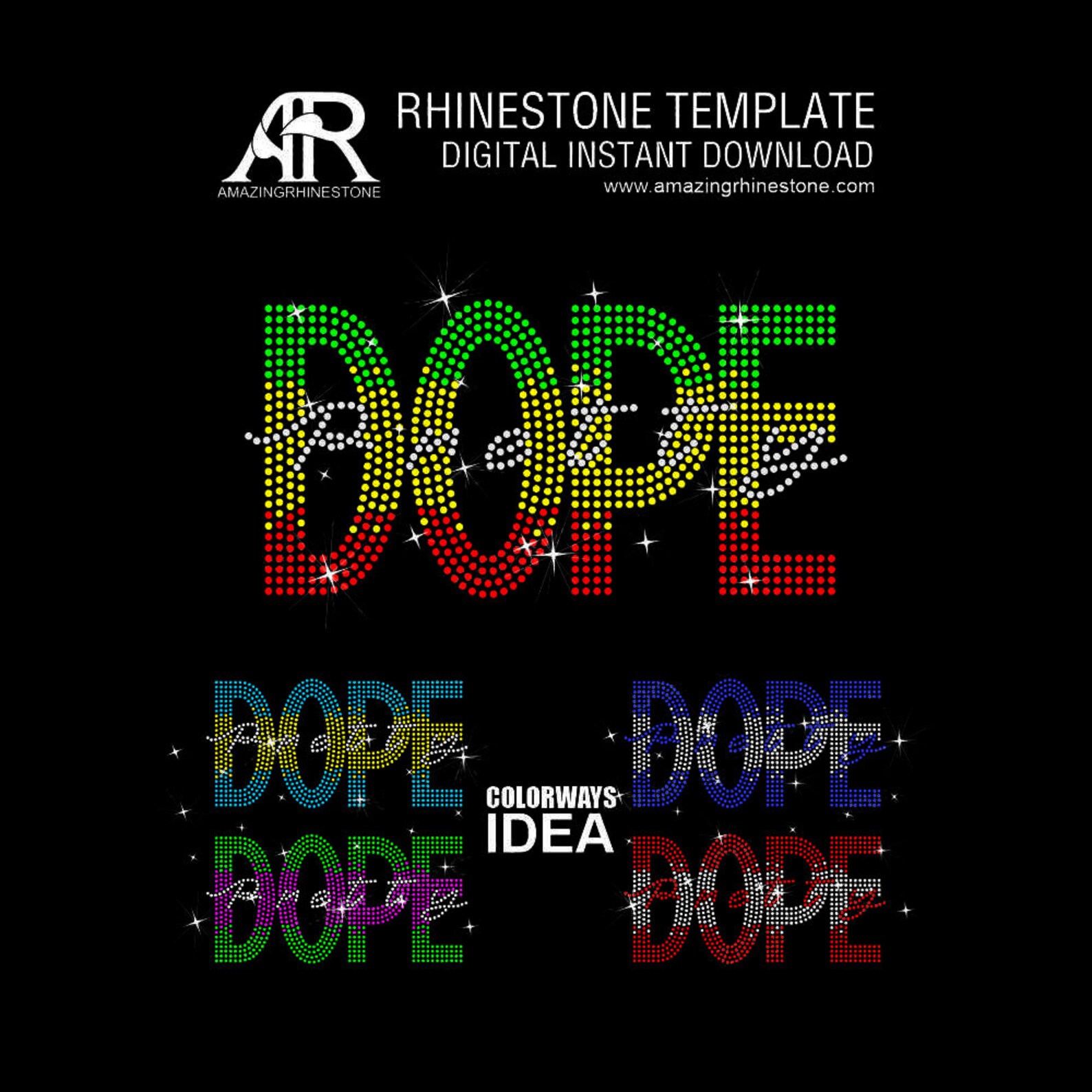 Pretty Dope Rhinestone Template Instant Download File Svg Eps - Etsy