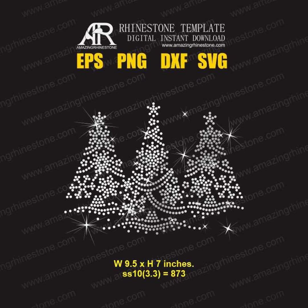 Christmas Trees Rhinestone Template Digital Instant Download, Cut File ...